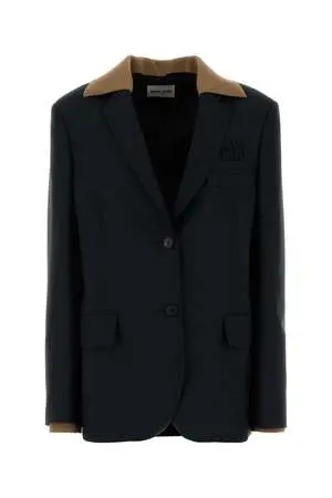 Miu Miu Midnight Mohair Blend Oversize Blazer - Blue