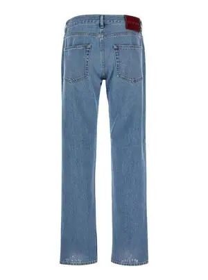 Gucci Light Blue Blue Jeans With Rossa Ancora Patch In Blue Washed Denim - Multicolor