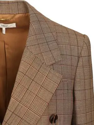 Chloé Tailored Double-breasted Checked Wool Jacket
