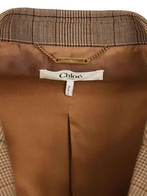 Chloé Tailored Double-breasted Checked Wool Jacket - Brown