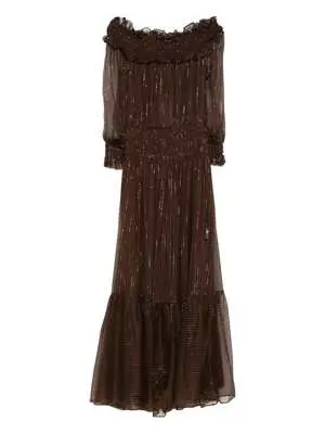 SELF-PORTRAIT Long Dress - Brown