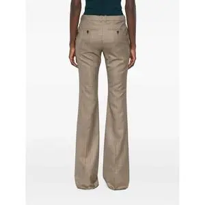 Saint Laurent Prince Of Wales Check Flared Trousers - Brown