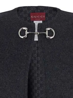 Gucci Wool And Silk Horsebit Closure Cape - Multicolor