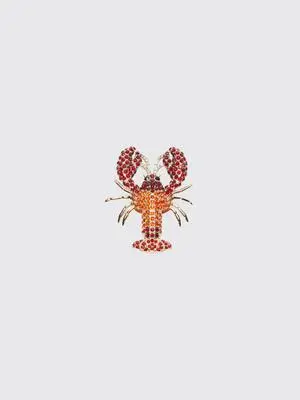Max Mara Metal Brooch With Rhinestones - Red