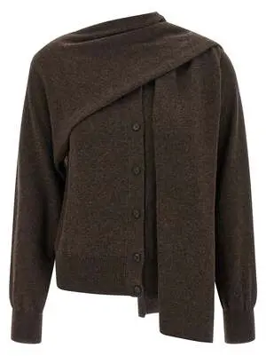 FERRAGAMO Cashmere Scarf Cardigan - Brown