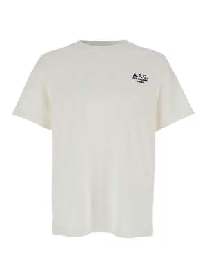 A.p.c. T-shirt With Embroidered Logo On The Front In Cotton - White