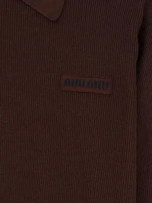 Miu Miu Wool Polo Shirt With Embroidered Logo On The Front - Multicolor