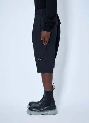 Rick Owens Cotton Blend Cargo Shorts - Black