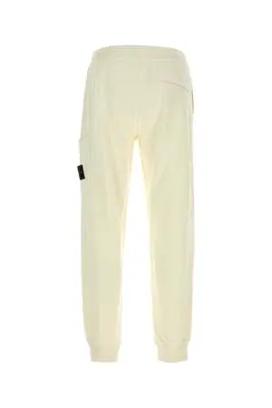 Stone Island Ivory Cotton Joggers