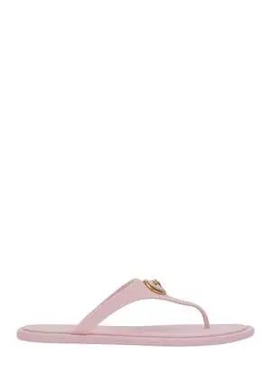 Versace Versace Women Pink Gianni Ribbon Sandals With Metallic Medusa Head On The Front In Rubber For Women Pink