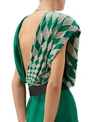 Versace Midi Evening Dress With Embroidery