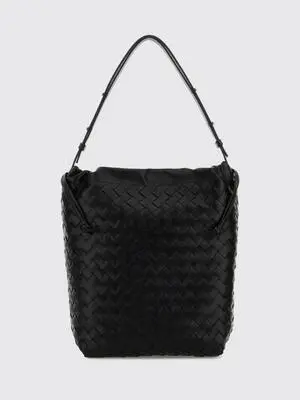 Bottega Veneta Biblioteca Woven Leather Bucket Bag - Black