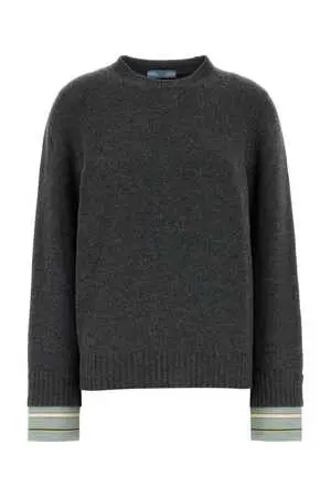 Prada Dark Grey Wool Blend Sweater - Gray