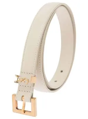Saint Laurent Belt With Cassandre Logo Buckle In Leather - White