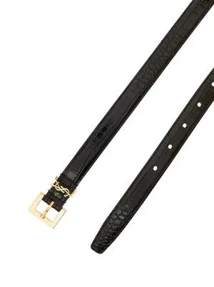 Saint Laurent Cassandre Leather Belt - Black