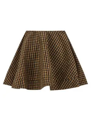 GANNI Checked Mini Skirt - Brown