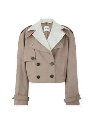 Attico Short Gabardine Trench Coat - Gray