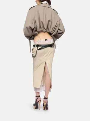 Attico Short Gabardine Trench Coat - Gray