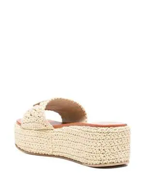 Versace Raffia Logo Platform Sandals