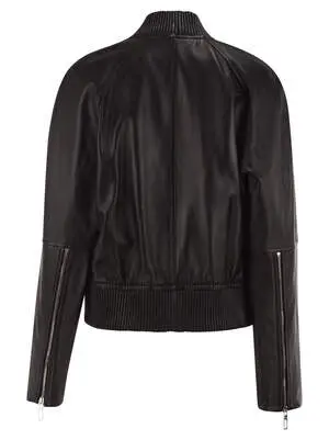 Sportmax Spxamour Lambskin Leather Bomber Jacket - Black