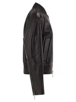 Sportmax Spxamour Lambskin Leather Bomber Jacket - Black