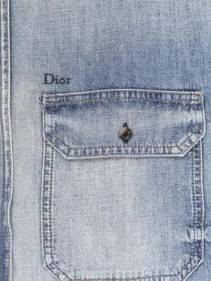 Dior Cotton Shirt Jacket With Embroidered Lettering Logo - Multicolor