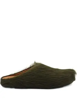 Marni Calf Hair Mules - Green