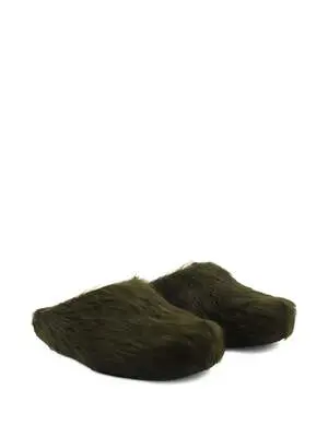 Marni Calf Hair Mules - Green