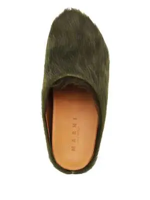 Marni Calf Hair Mules - Green