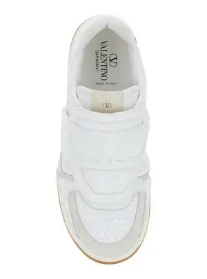 Valentino Garavani Joie De Jouer' Low Top Sneakers With Perforated Details And Maxi Vlogo On The Front In Leather - White