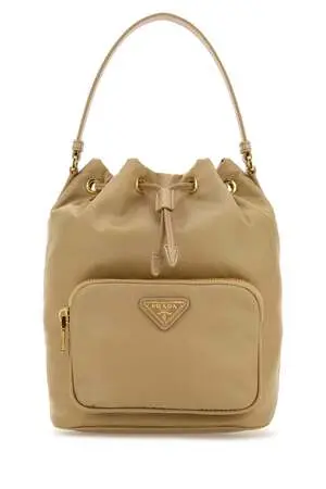 Prada Beige Re-nylon Duet Bucket Bag - Brown