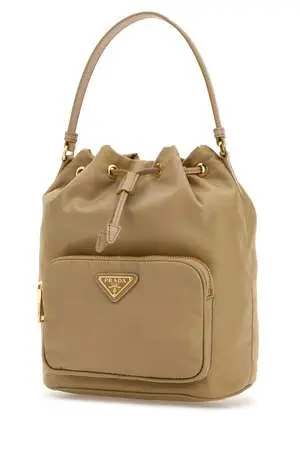 Prada Beige Re-nylon Duet Bucket Bag