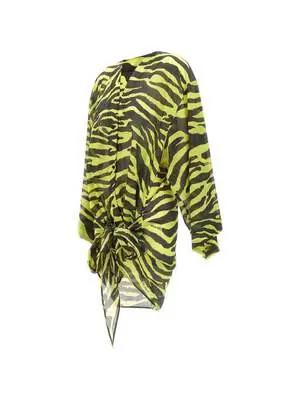 Attico Zebra Print Wrap Dress - Multicolor