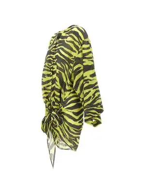Attico Zebra Print Wrap Dress - Multicolor