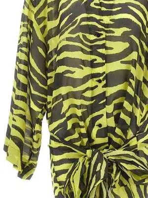 Attico Zebra Print Wrap Dress - Multicolor