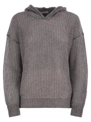 Peserico Hooded Open-knit Jumper With Sequins