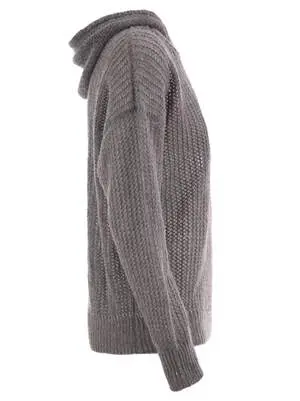 Peserico Hooded Open-knit Jumper With Sequins
