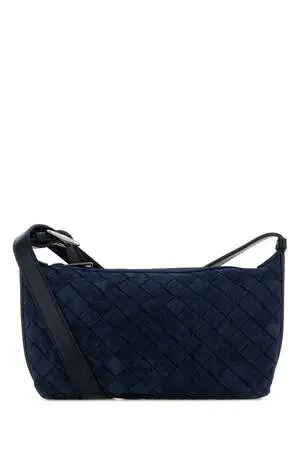 Bottega Veneta Navy Suede Traveler Crossbody Bag - Blue