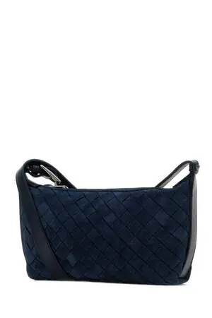 Bottega Veneta Suede Traveler Crossbody Bag - Blue