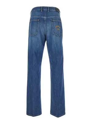 Givenchy Blue Five-pocket Jeans With Logo Patch On The Back In Denim
