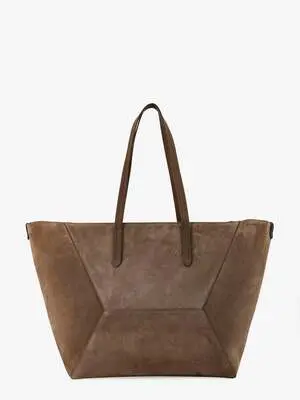 Brunello Cucinelli Bc Duo Suede Shoulder Bag With Engraved Logo - Multicolor