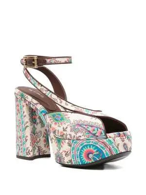 Etro Paisley-patterned Platform Sandals With Heel - Multicolor