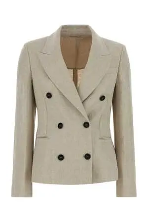Brunello Cucinelli Melange Sand Linen Blend Blazer - Brown