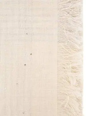 Peserico Virgin Wool Scarf With Check Pattern, Sequins And Lurex Details - Cream