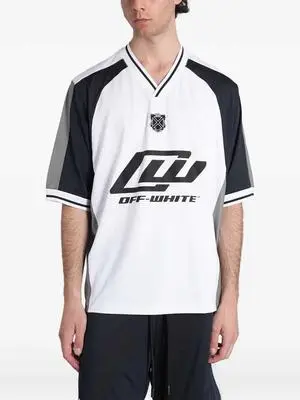 Off-White V-neck T-shirt With Logo Print