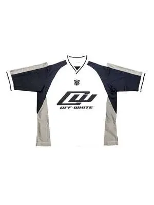 Off-White V-neck Logo Print T-shirt - White