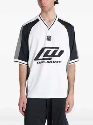 Off-White V-neck Logo Print T-shirt - White