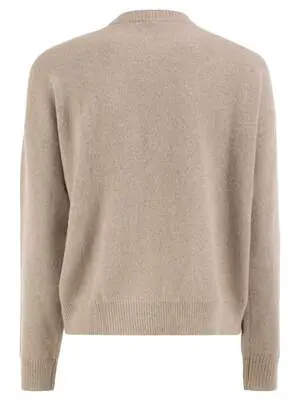 Peserico Crew-neck Jumper With Sequins In Alpaca Blend - Cream