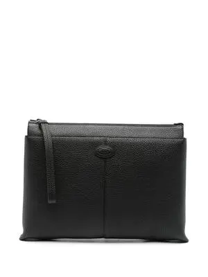 TOD'S Document Holder Medium Leather Pouch - Black