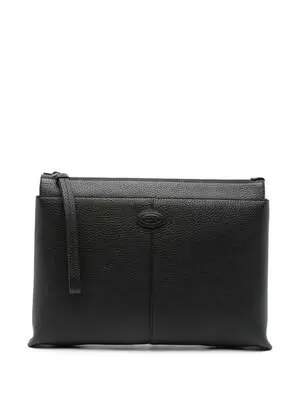 TOD'S Document Holder Medium Leather Pouch - Black